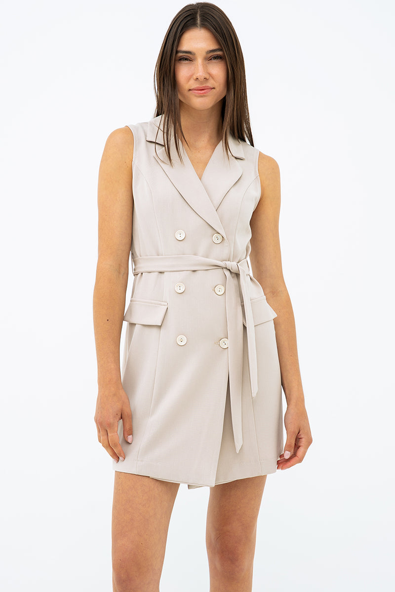La robe blazer unie | Robe blazer sans manches | Robe beige – Boutique ...
