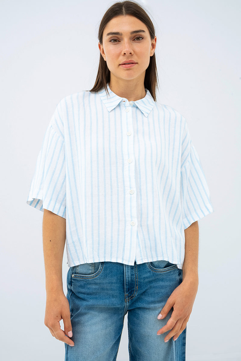 La blouse ample manche courte mélange de lin par Vero Moda | Blouse en ...