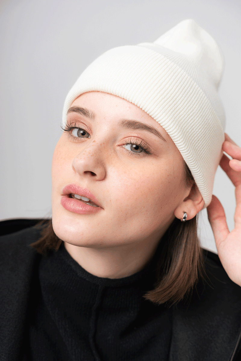 La tuque unie à revers tuque femme tuque blanche – Boutique le Pentagone